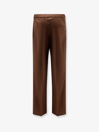 Hev&ograve; Mens Wool Blend Trousers Brown Polyester