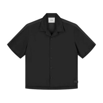 Arte Homme, Chemises, Noir, Taille: XL Panelled Short Sleeve Shirt