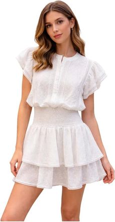 Weili Zheng Femme, Robes, Blanc, Taille: 40 FR Mini robe en mousseline de coton