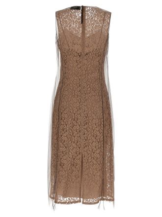 Fendi Womens Beige Cotton Midi Dress