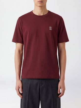 Brunello Cucinelli Baumwoll-T-Shirt mit Rundhalsausschnitt und Kontrastlogo