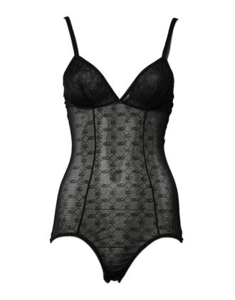 Dolce & Gabbana Womens Black Nylon Stretch Bodysuit Lingerie Underwear 08+pa Clothing