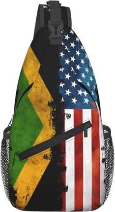Generic Drapeau Am&eacute;ricain Et Drapeau Jama&iuml;cain Sac Banane Multifonctionnel Pochette Epaule Antivol Sac &Agrave; Dos Bandouli&egrave;re Pour Homme Quotidien Cyclisme