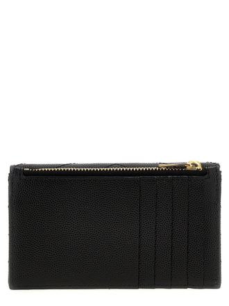 Saint Laurent Chevron Quilted Grained Leather Card Case - Black