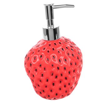 Minkissy Erdbeer Seifenspender aus Kunststoff Roter Duschseifenbeh&auml;lter mit Pumpe Vielseitig Einsetzbar f&uuml;r Handseife Shampoo und K&ouml;rperlotion Badezimmerzubeh&ouml;