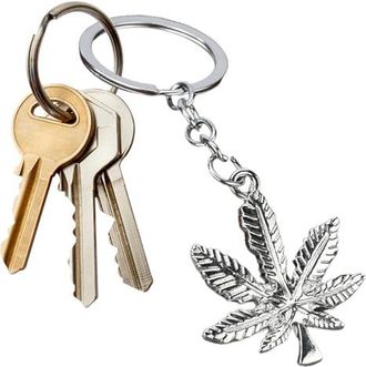 Generic Porte-clés en métal avec pendentif en forme de feuilles dérable pour femme et fille, Argenté, Refer to description