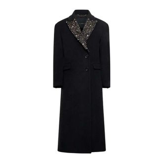 John Richmond Langer Mantel mit Verziertem Revers - - Coats - Damen - Schwarzk - L