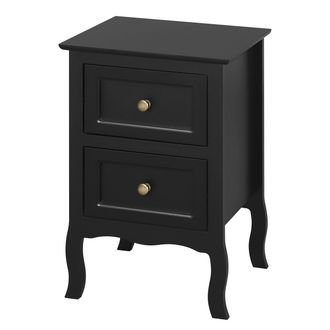 Woltu Nachttisch Sofatisch Nachtkommode Nachtschrank mit 2 Schubladen für Schlafzimmer Wohnzimmer, Stil barock, 40 x 60 x 30 cm MDF, Schwarz TS119sz