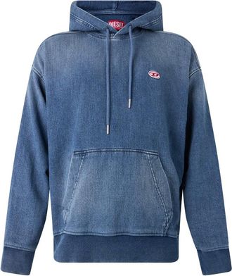 Diesel Sweat &agrave; capuche en jean D-Um-Rib Track - Homme - Sweatshirts et sweats &agrave; capuche - Bleu - Taille: M