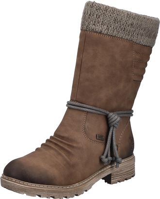 Rieker Winterstiefel RIEKER, Damen, Gr. 36, braun, beige, Nubuklederimitat, Textil, used, Schuhe Winterstiefel, Winterboots, Blockabsatz, TEX-Membran, mit ge