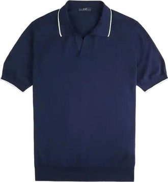 Fay Homme, Tops, Bleu, Taille: XL Polo &agrave; manches courtes avec col en V