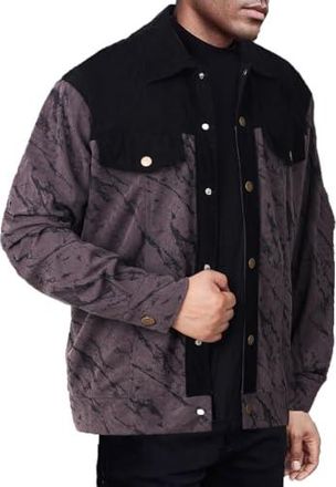 Generic Veste polaire pour homme - Haut chaud pour lautomne et lhiver - Velours côtelé double couleur craquelée - Pour la vie quotidienne, cadeaux de Noël, gr
