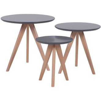 Beliani Beliani - Lot de 3 Tables dAppoint sur Tr&eacute;pied en mdf Gris et Bois Clair Scandinave Vegas