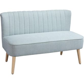HOMCOM 2-Sitzer Stoffsofa Polstersofa Doppelsofa Retro-Look Sitzm&ouml;bel Loungesofa Holzrahmen Hellgr&uuml;n 117 x 56,5 x 77 cm - Homcom