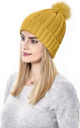 Generic Bonnet Femme Hiver Bonnet Femme Chapeau Femme Hiver Confortable Classique - Tricot &Eacute;pais Douillet Hiver, Style Ample Et Chaud, Parfait pour Journ&eacute;es F