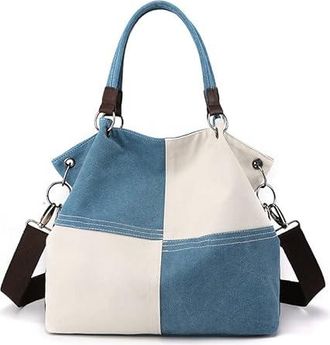 Generic Sac fourre-tout en toile pour femme - Multicolore - Sac &agrave; main en toile - Sac &agrave; main d&eacute;contract&eacute; - Sac &agrave; main fourre-tout, bleu, 34*31*13 cm / 13.39*1