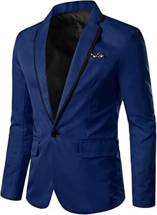 Onsoyours Blazer Homme Slim Fit Formel avec Boutons Classqiue Veste de Costume Casual Couleur Unie Décontracté Huat de Mariage daffaires B Bleu XS