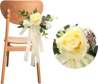 Generic Hochzeitsstuhl-Dekoration, Stilvolle Seidenstoffblume, Rosa, 46 X 27 cm, 2 Packungen, Perfekt f&uuml;r Partys und Outdoor-Aktivit&auml;ten ( 3)