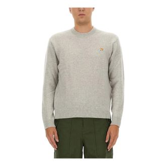 Maison Kitsun&eacute; Baby Fox Patch Regular Jumper - - Knitwear - Herren - Grau - 2XL