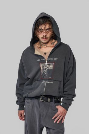 Enfants Riches Deprimes Stretched Out Thermal Lined Lined Zip Up Hoodie