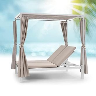 Blumfeldt Bain de Soleil Double, Transat Jardin Exterieur 2 Personnes, Chaise Longue de Jardin en Polyester, Imperm&eacute;able, Chaise Longue avec Dossier R&eacute;glable, S