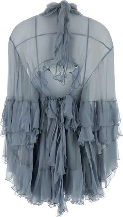 Chlo&eacute; Layered Silk Crepe Dress - Blue