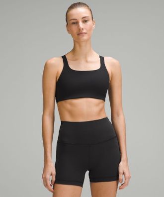 lululemon Trainings-BH aus Ultralu mit quadratischem Ausschnitt Mittlerer Halt B/C-Cups f&uuml;r Frauen - Gr&ouml;&szlig;e 10 in Black
