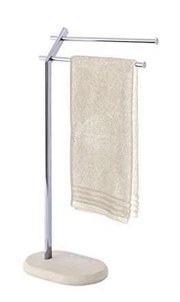 WENKO Porte Serviette Salle de Bain sur Pied Puro, chrom&eacute; - polyr&eacute;sine, 44,5x79x20 cm