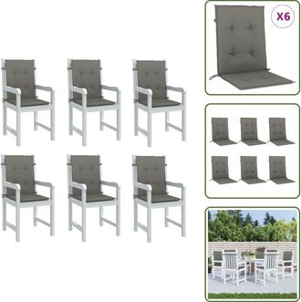 vidaXL Niedriglehner-Auflagen 6 Stk. Dunkelgrau 100x50x4 cm Stoff - Niedriglehner Auflagen - Gartenstuhlkissen - Outdoor Kissen - Sitzkissen - Sofa Kissen