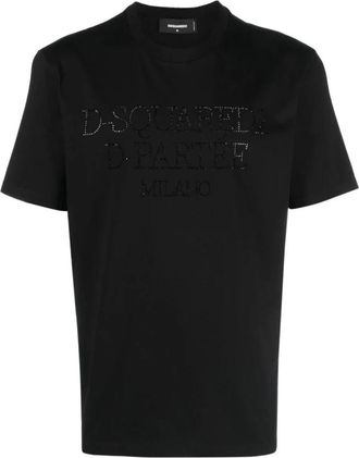 Dsquared2 Cotton T-Shirt Slim Fit Rundhalsausschnitt - - Tops - Herren - Schwarzk - L