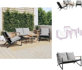 vidaXL 5-tlg. Balkonm&ouml;bel-Set mit Kissen Schwarz Stahl - Balkonm&ouml;bel Set - Balkonm&ouml;bel Sets - M&ouml;bel Balkon - Gartenm&ouml;bel Set