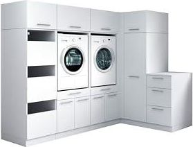 Laundreezy Waschraum Komplett-Set, Wei&szlig; - Modulares Schranksystem f&uuml;r Waschk&uuml;che & Hauswirtschaftsraum - 253 x 200 x 68 cm (B/H/T)