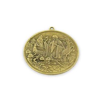 La Chineuse Medaille Sant&eacute; Long&eacute;vit&eacute; - Dragon, Ph&eacute;nix et Dieu Sau - M&eacute;tal - Coloris Cuivr&eacute; - &Oslash; 43 mm - Porte-Bonheur Feng Shui - Traditions de Chine - Id&eacute;e Cadeau