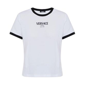 Versace Stretch Viskose-Jersey T-Shirt - - Tops - Damen - Wei&szlig; - XS