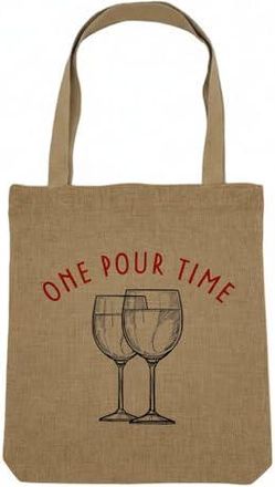 Fabulous Sac Shopping Tote Bag Aspect Lin - One Pour Time Word Game Wine Mood - Sac de Courses Toile Epaisse 360g Beige Naturel Cabas Port&eacute; Epaule Solide Impri
