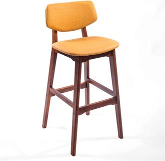 Generic 25/29 Zoll Barhocker mit Fu&szlig;st&uuml;tze und Gebogener Sitzfl&auml;che f&uuml;r K&uuml;che, Kneipe, Caf&eacute; | Maximale Belastbarkeit: 200 Kg | Braune Holzbeine