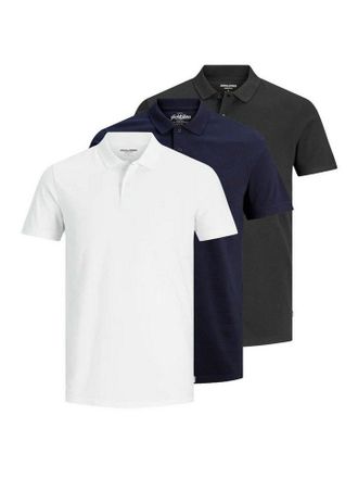 Jack & Jones Poloshirt (Set, 3-tlg) kurzarm, Slim Fit, Rippkragen, Piqu&eacute;