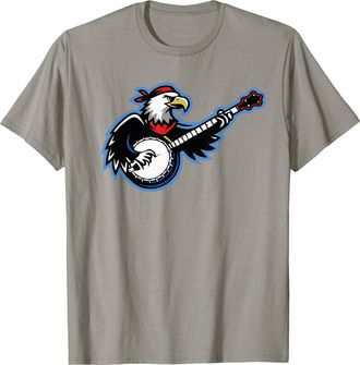 Giant Step Design Co. Hippie Bald Eagle Patriotic Banjo Player T-Shirt