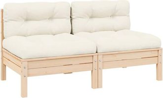 vidaXL Canap&eacute; 2 places de jardin et coussins cr&egrave;me Bois de pin solide vidaXL