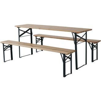 Habitat et Jardin Bistrot-Gartentisch klappbar mit 2 B&auml;nken Lisbonne - 176 x 46 x 75 cm - Braun