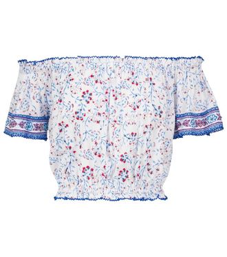 Poupette St Barth Bedruckte Off-Shoulder-Bluse Camilla