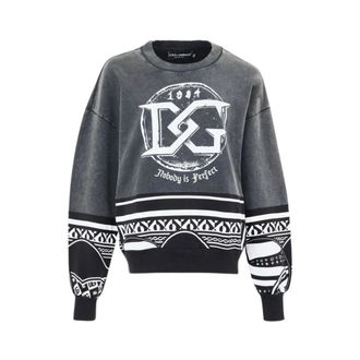 Dolce & Gabbana D&eacute;lav&eacute; Sweatshirt mit Nobody is Perfect-Print - - Sweatshirts & Hoodies - Damen - Schwarzk - XS