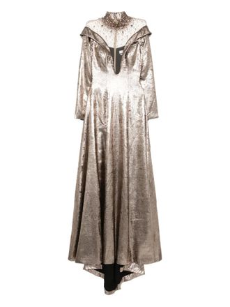 Saiid Kobeisy robe longue à ornements en cristal - Métallisé