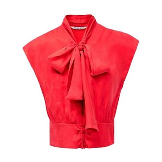 Salsa Bow-Front Cropped Blouse - - Blouses & Shirts - Damen - Rot - XS