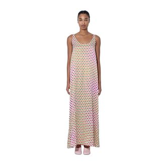 Dries Van Noten Robe longue Draz en soie &agrave; pois - Femme - Robes - Beige - Taille: 34 FR
