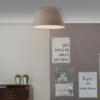 Lightbox moderne Deckenlampe - Deckenleuchte mit dekorativem Stoffschirm - Metall/Textil Taupe - 50cm Durchmesser