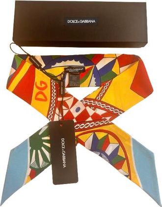 Dolce & Gabbana Floral Sicily Caretto Maiolica Twilly Scarf