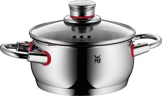 WMF Quality One Kochtopf klein 16cm, Glasdeckel mit Dampföffnung, Bratentopf Induktion 1,7l, Cromargan Edelstahl poliert, unbeschichtet