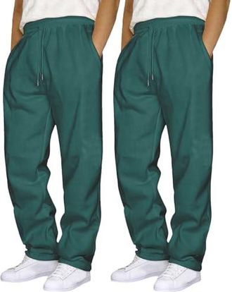 Generic Lot de 2 Baggy Jogging Homme Large Sport Sweatpants Y2k D&eacute;tente Travail Ample Pantalon Grande Taille Mens Mode Dint&eacute;rieur Taille Elastique Pantalons E