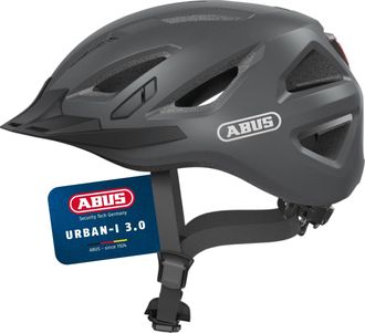 ABUS Stadthelm Urban-I 3.0 - Fahrradhelm mit Rücklicht, Schirm und Magnetverschluss - für Damen und Herren - Titan (gräulich), Größe S